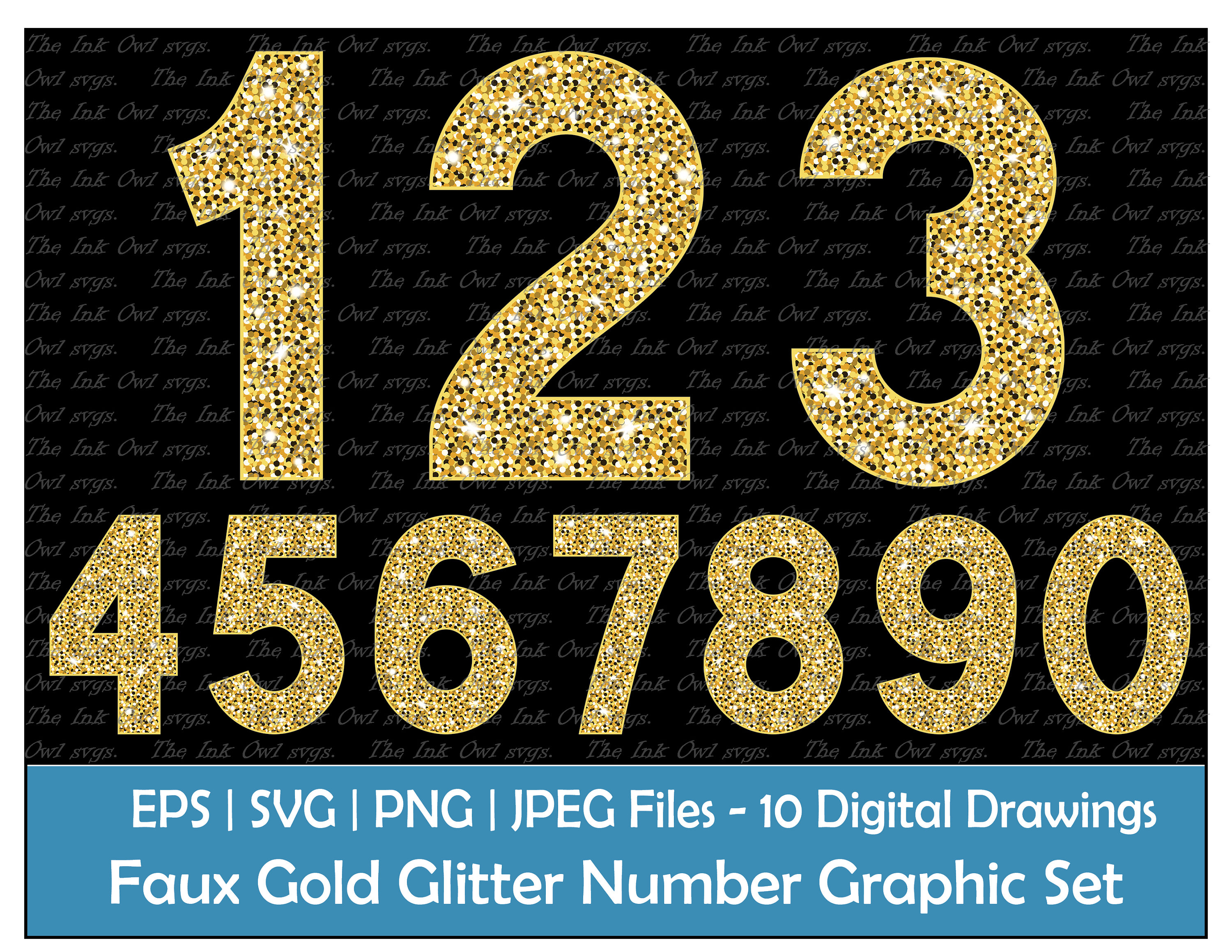 Gold Glitter Numbers Clipart Set / Text Graphics / Faux - Etsy Canada