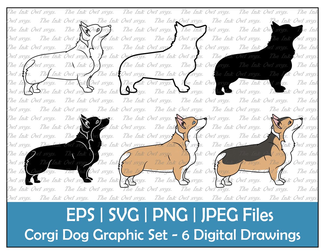 Corgi Dog Vector Clipart Set / Outline Stamp and Color | Etsy