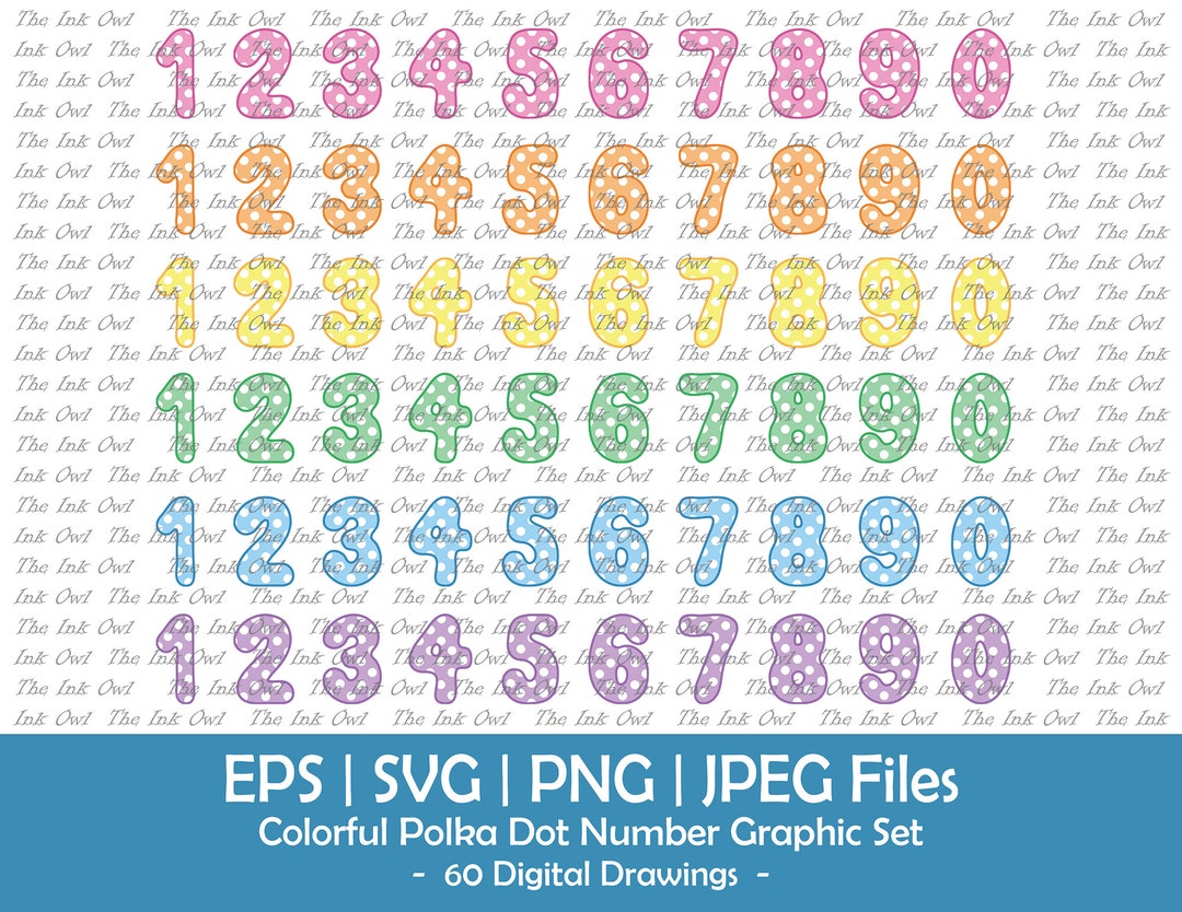 Colorful Polka Dot Number Vector Clipart / Text Graphics / 123 Logos ...