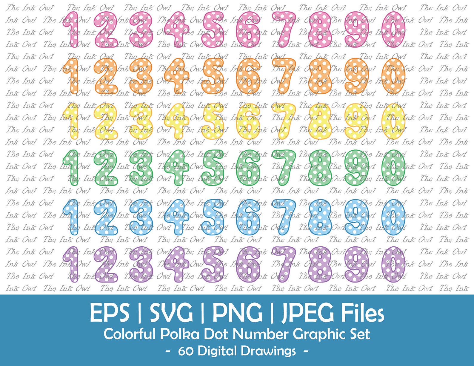 Colorful Polka Dot Number Vector Clipart / Text Graphics / 123 Logos ...