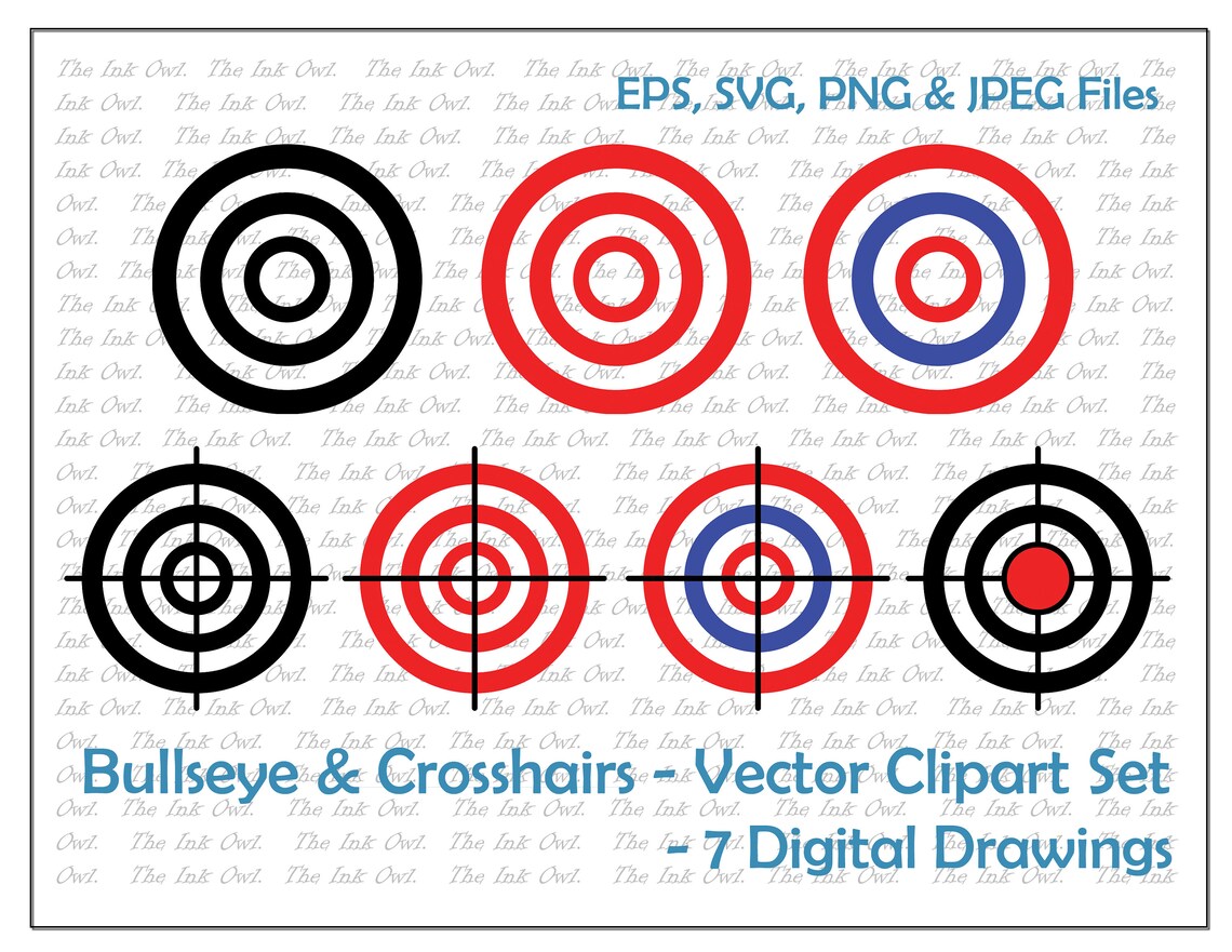 Bullseye and Crosshairs Target Vector Clipart Set / Stamp and - Etsy