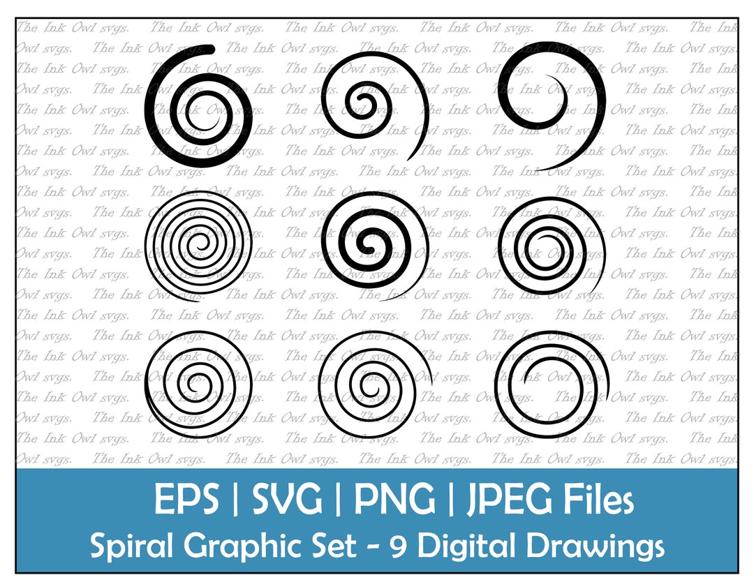 Decorative Spiral Vector Clipart Elements / Outline & Stamp Graphics ...