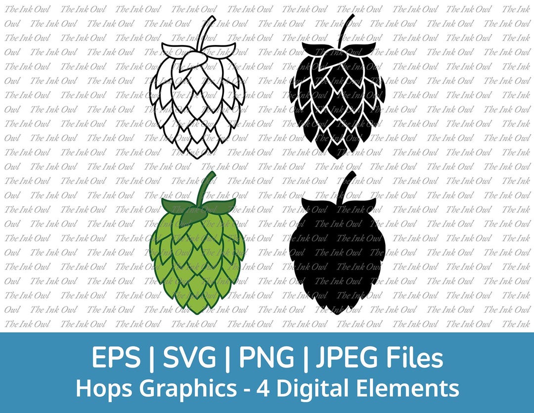Hops Vector Clipart / Outline, Silhouette Stamp & Color Drawing Graphic ...