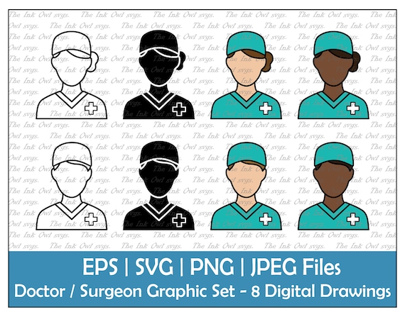 Surgeon Doctor Icon Vector Clipart Set / Outline & Stamp - Etsy