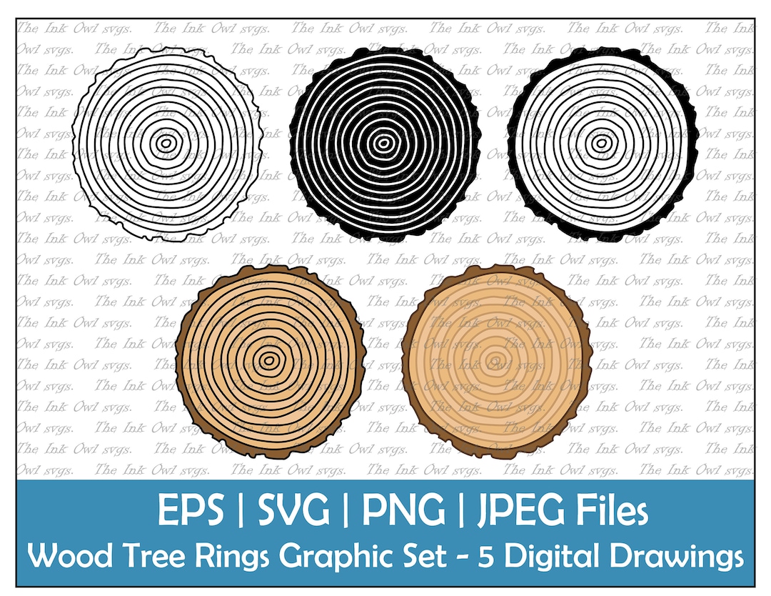 Tree Rings Vector Clipart Set / Outline, Stamp & Color Graphics / Cut ...