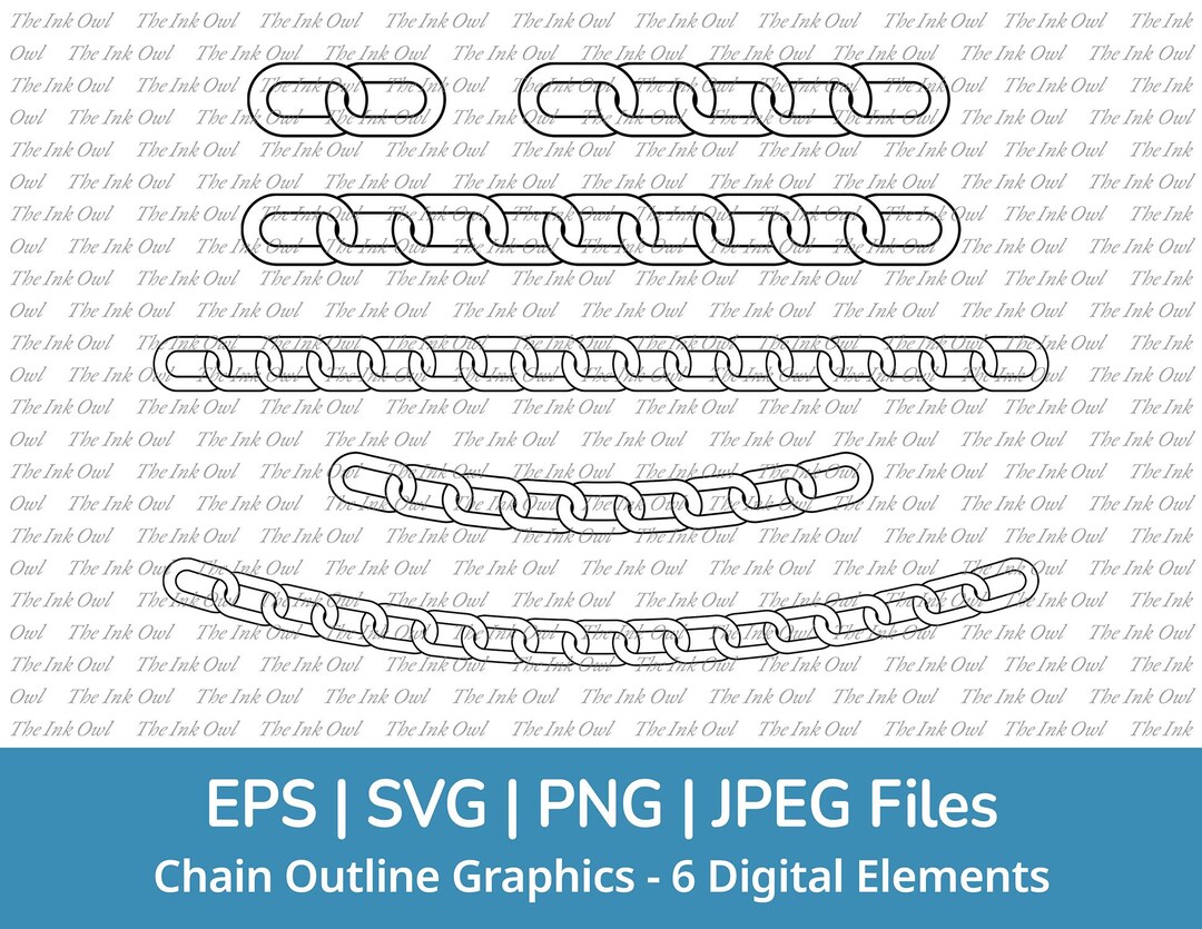 Chain Link Outline Svg Vector Clipart Set / Outline Transparent Graphic ...