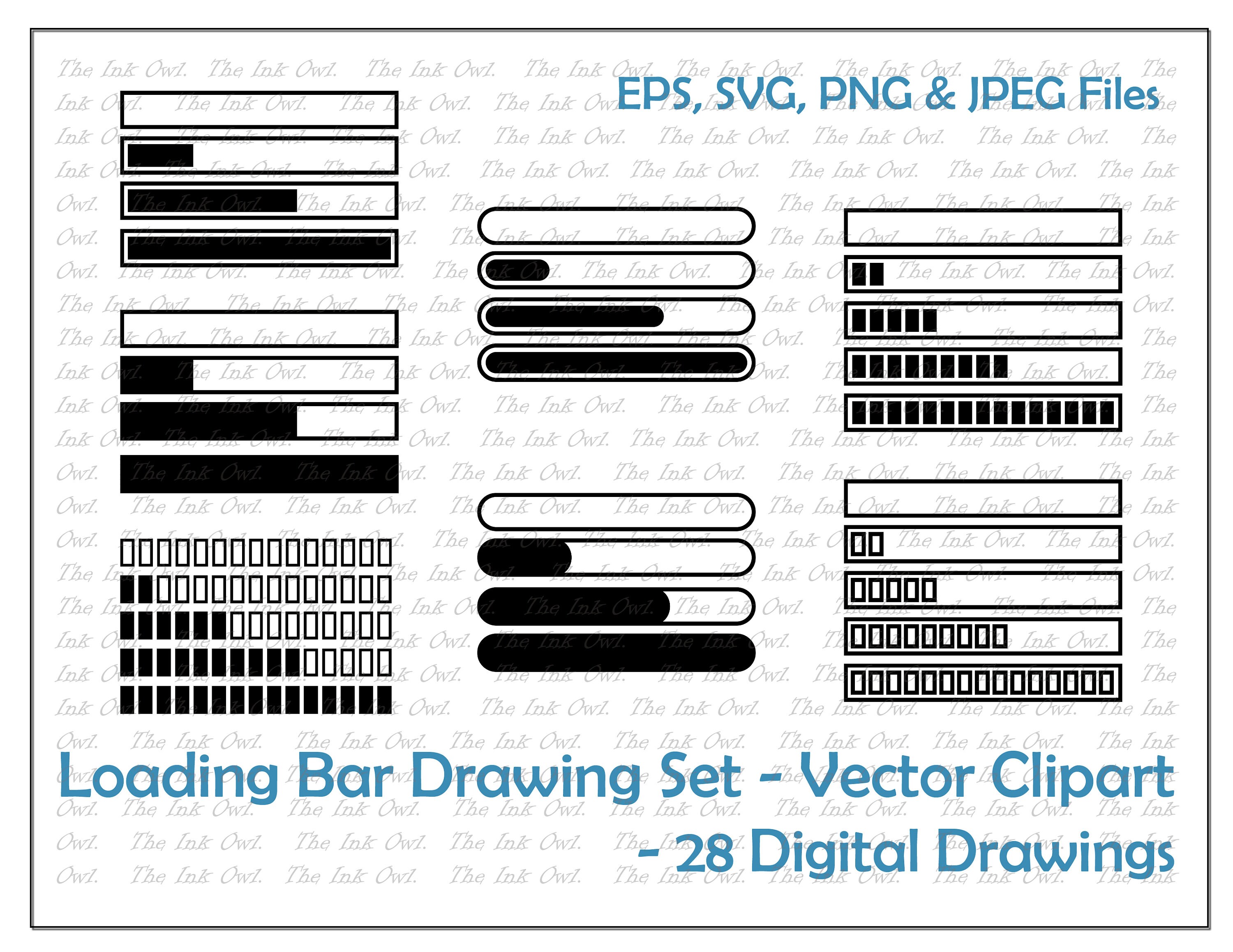 Loading Wait Bars Clipart Set / Power Charging / Outline & - Etsy