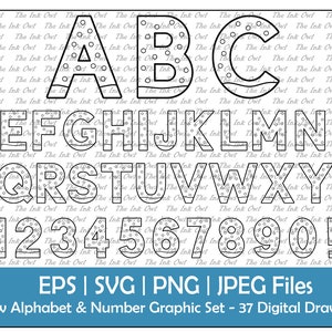 Winter Snow Letter Alphabet and Numbers Clipart / Outline Text Graphics ...