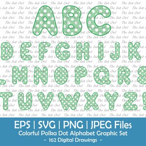 Colorful Polka Dot Alphabet Letters Vector Clipart / Text Graphics ...