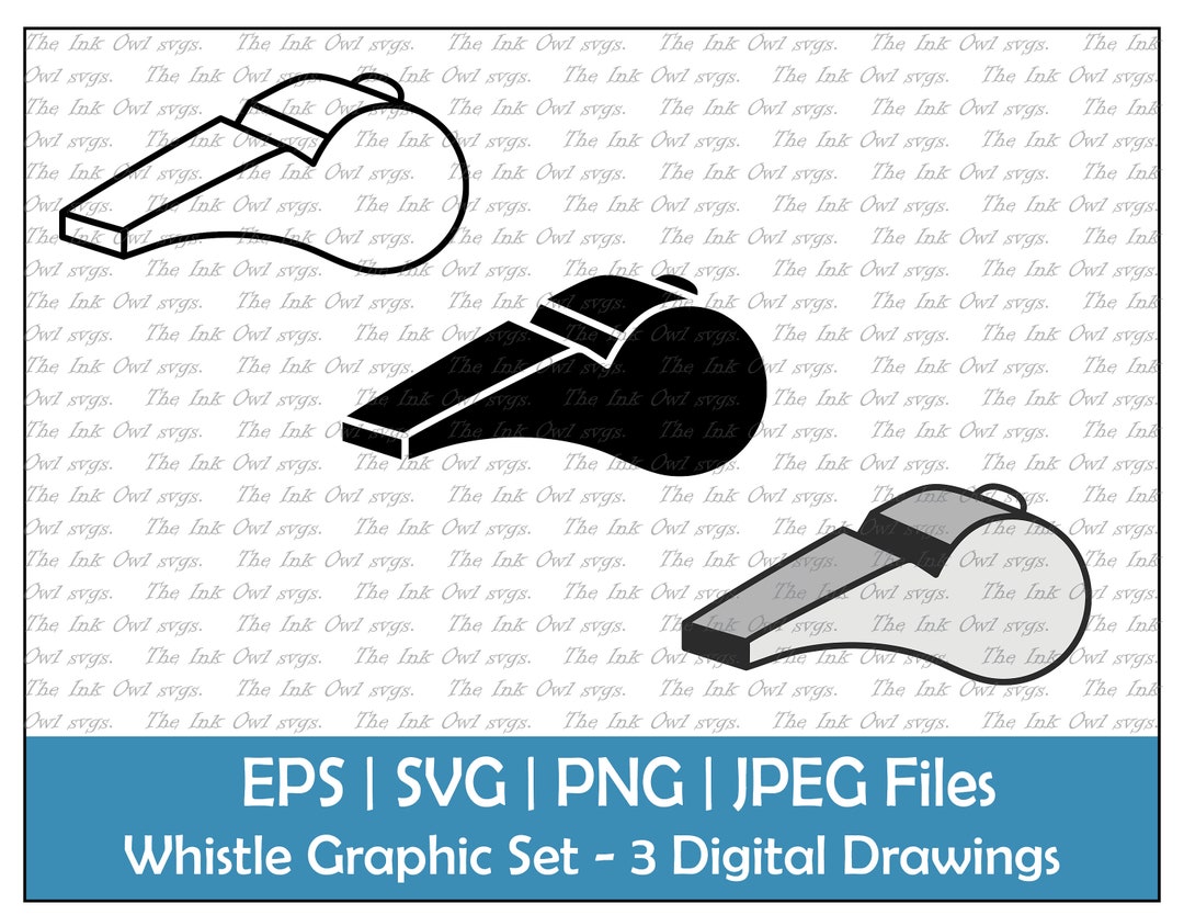Whistle Vector Clipart Set / Outline & Stamp Drawing Graphic / Transfer ...