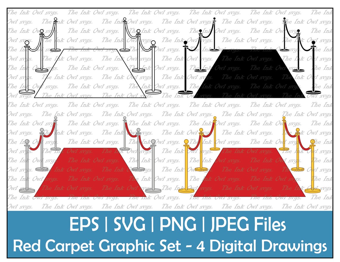 Red Carpet and Velvet Ropes Vector Clipart / Outline & Stamp - Etsy