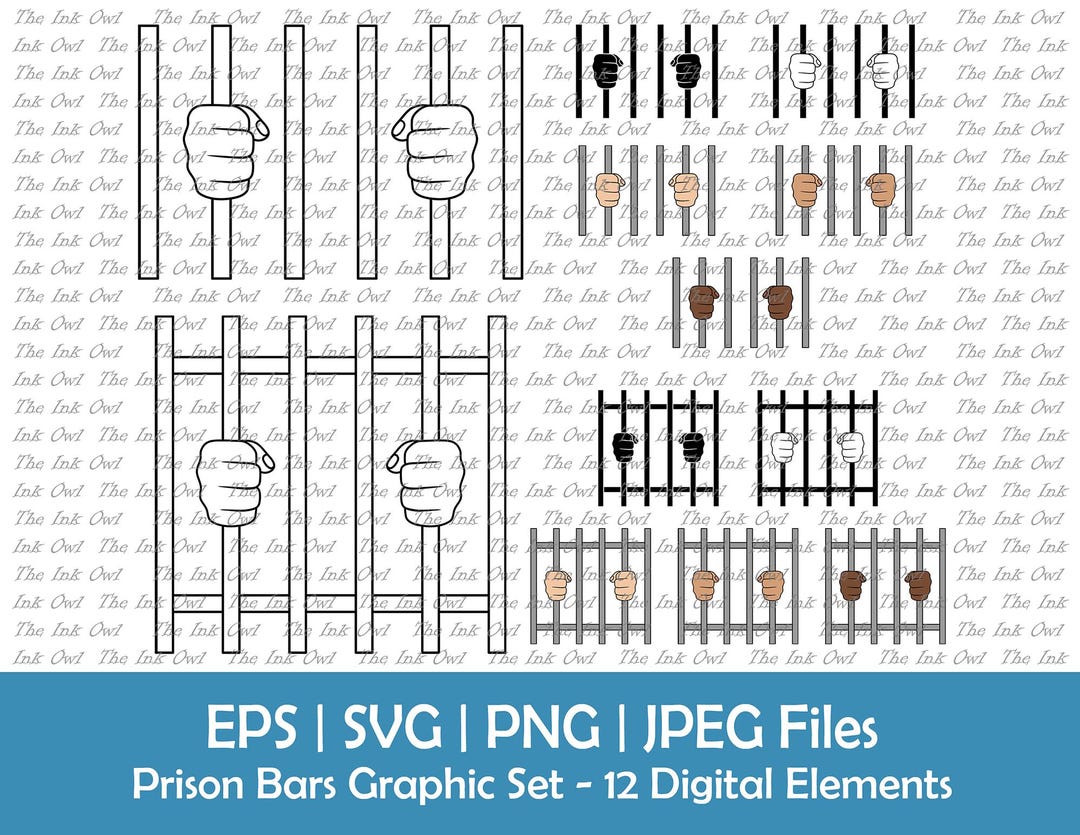Man in Jail or Behind Prison Bars Vector Clipart / Outline, Silhouette ...
