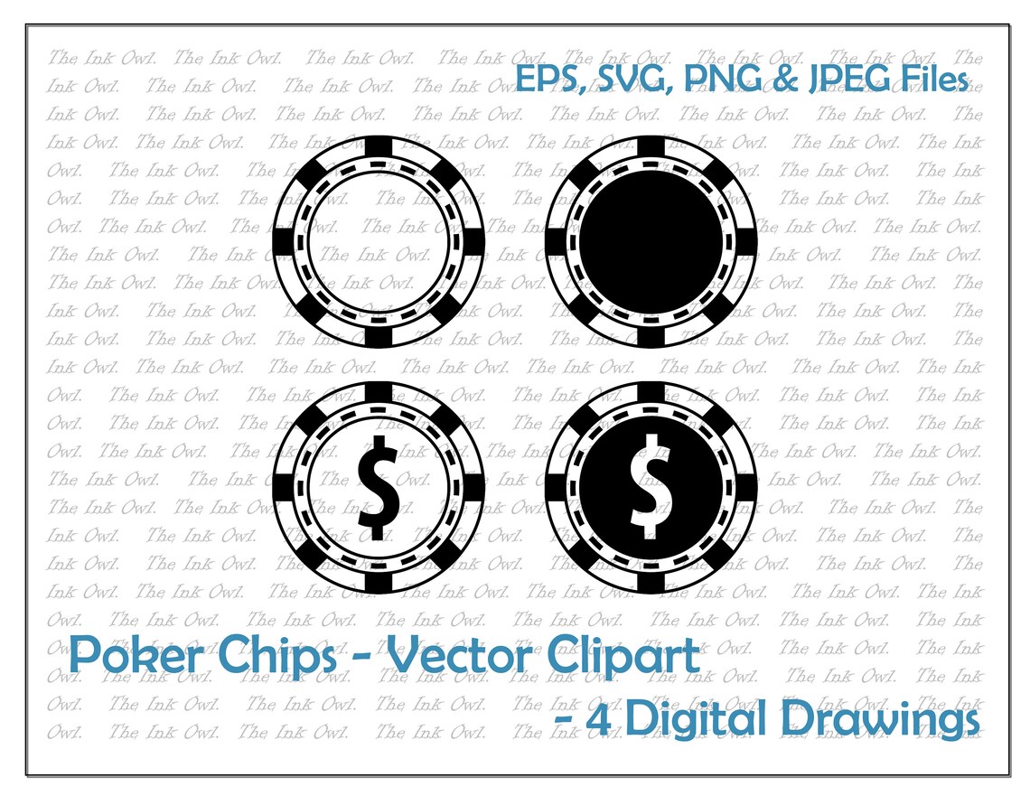 Blank Poker Chips Vector Clipart Set 1 / Outline & Stamp - Etsy