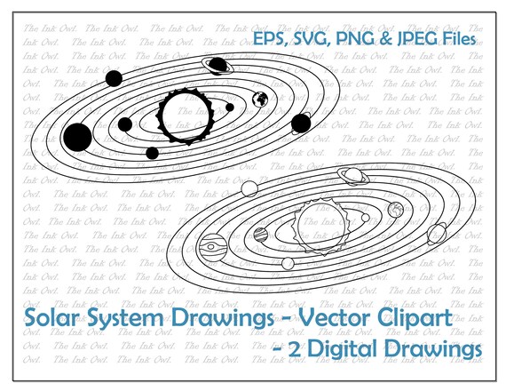 Solar System Vector Clipart Set / Outline Drawing - Etsy