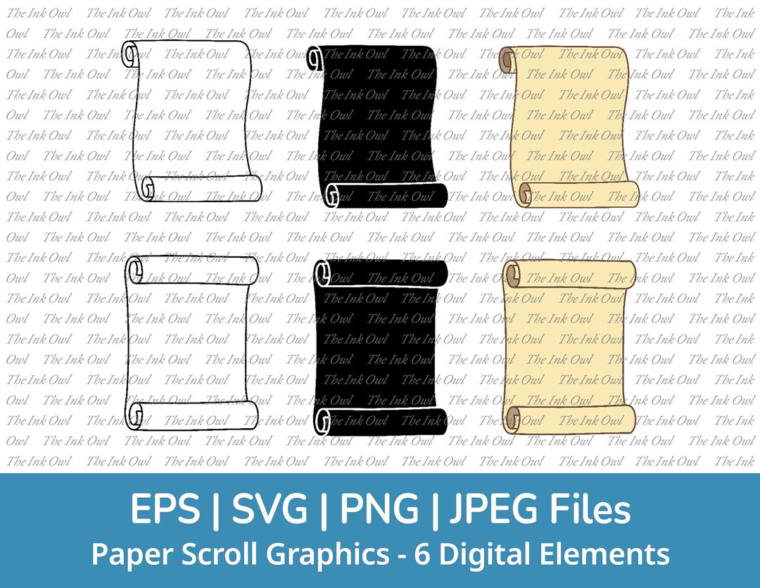 Paper Scroll Svg Vector Clipart Set / Outline & Stamp Silhouette ...
