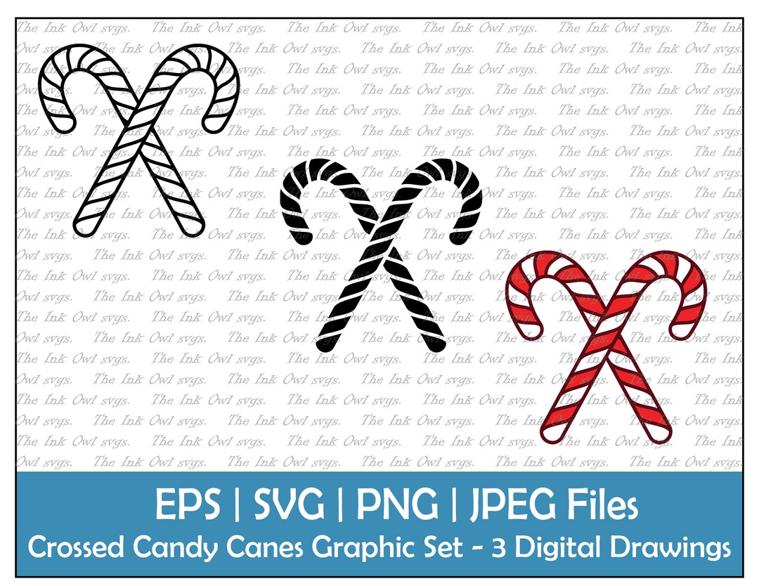 Criss Crossed Candy Cane Vector Clipart Set / Outline & Stamp Graphics ...