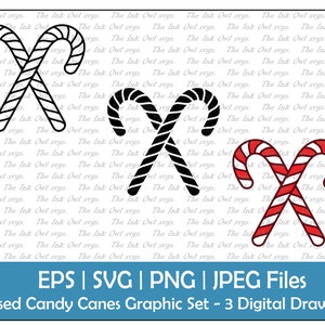 Criss Crossed Candy Cane Vector Clipart Set / Outline & Stamp - Etsy