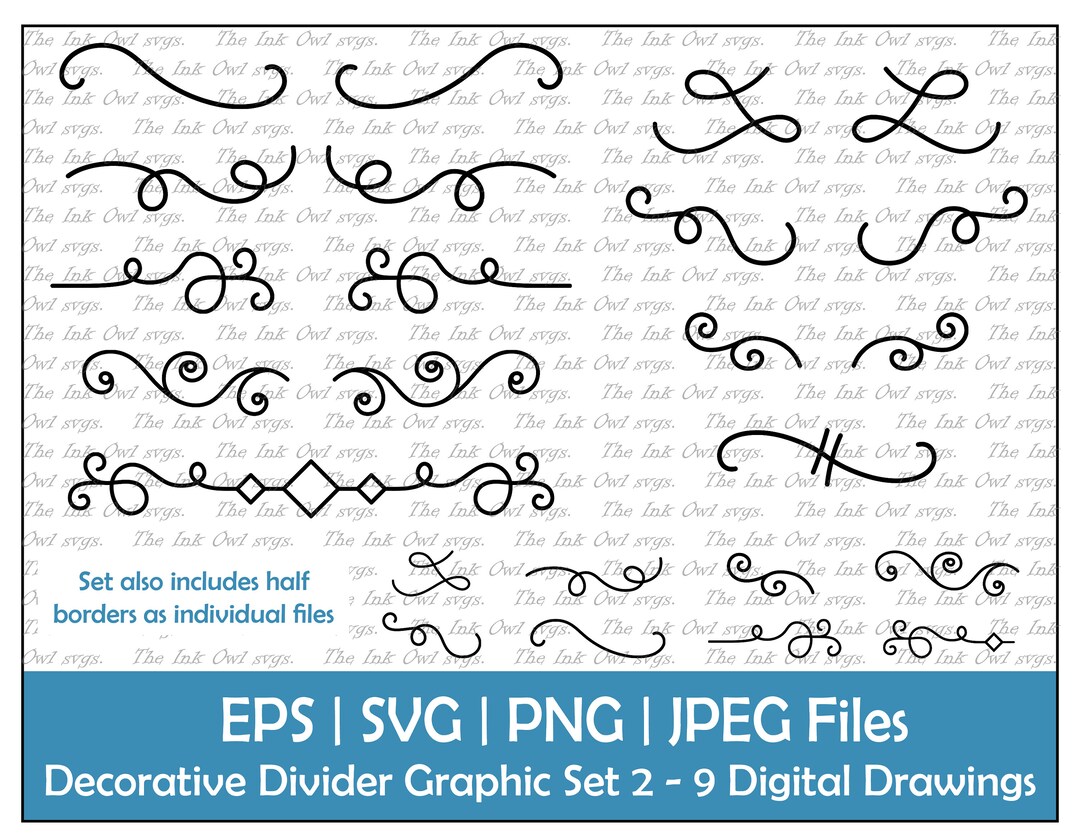 Divider Line Curved Loops Graphic Clipart Set / Ornamental Decorative ...