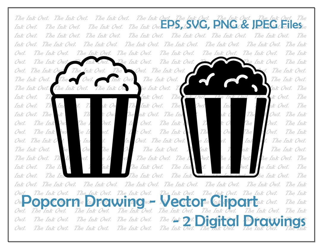 Popcorn Drawing Vector Clipart / Movie Snacks Drawing Illustrations ...