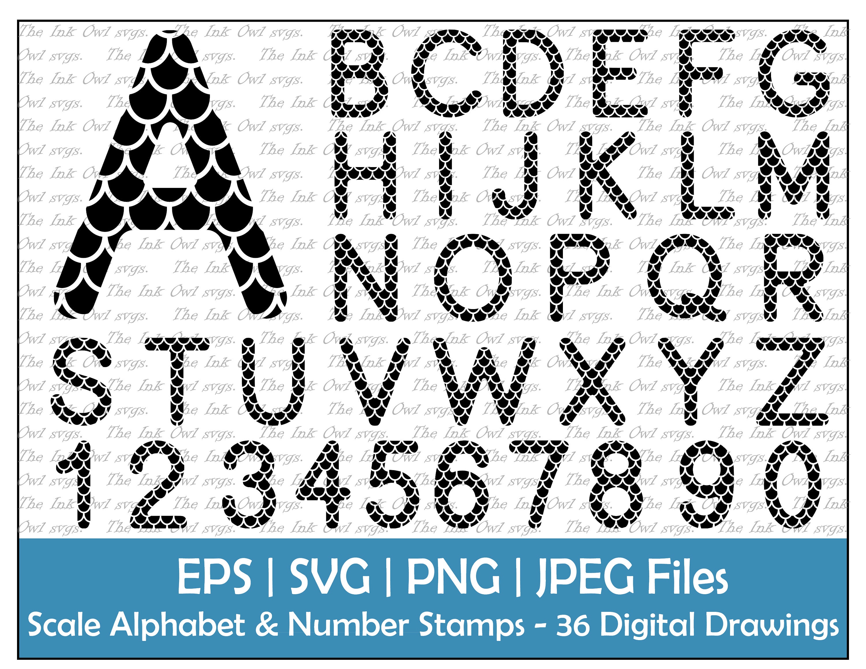 Scale Patterned Alphabet Letters and Numbers Clipart Set / - Etsy