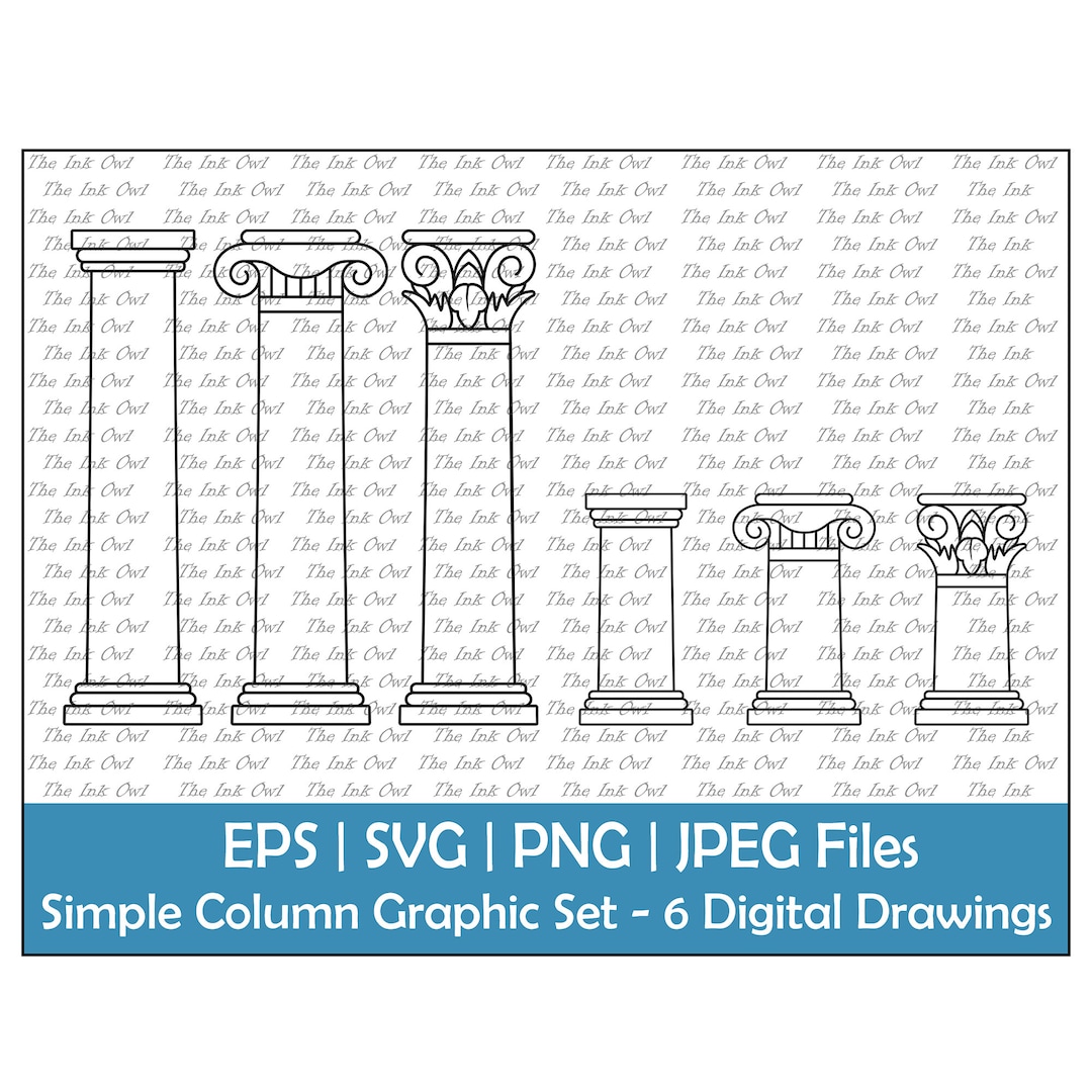 Simple Greek Column Outlines Vector Clipart Set / Graphic Illustration ...