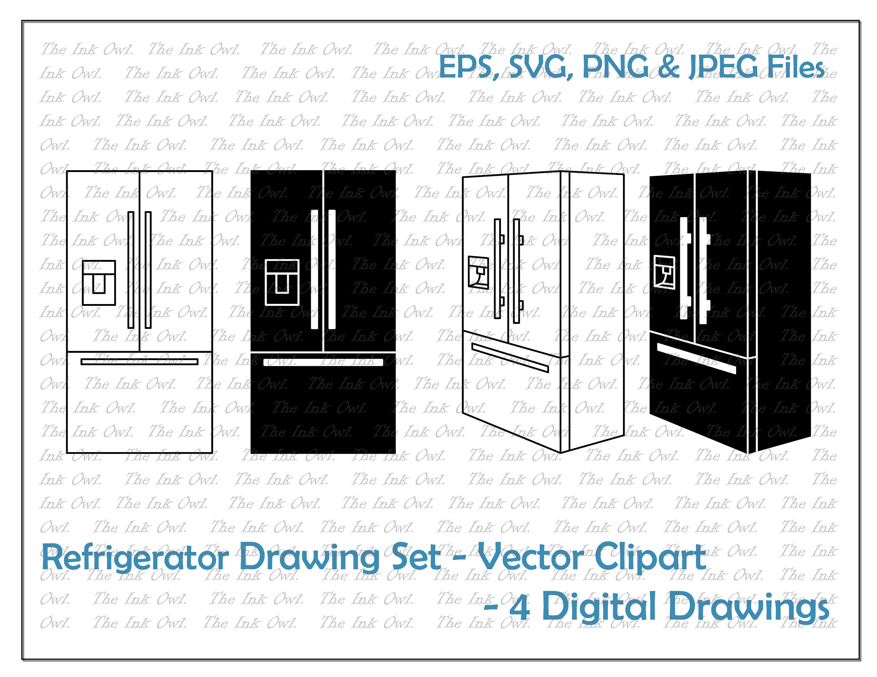 Refrigerator Clipart Kitchen Svg Dxf Refrigerator Cut Files For ...
