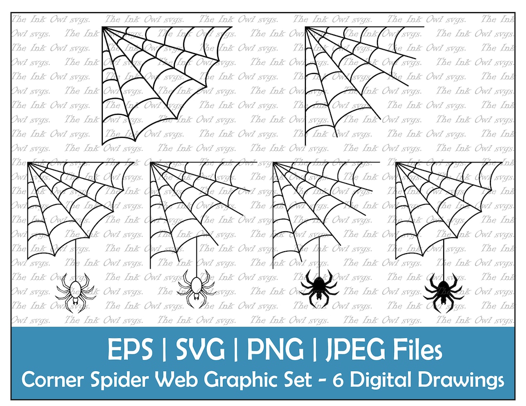 Corner Spider Web Frame Vector Clipart Set / Outline Drawing Graphic ...