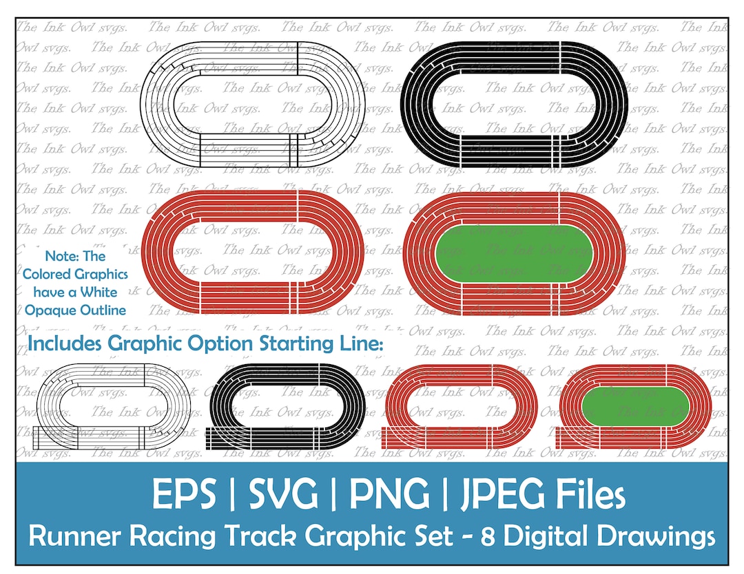 Running Track Clipart Set / Outline & Stamp Graphic / Track and Field ...