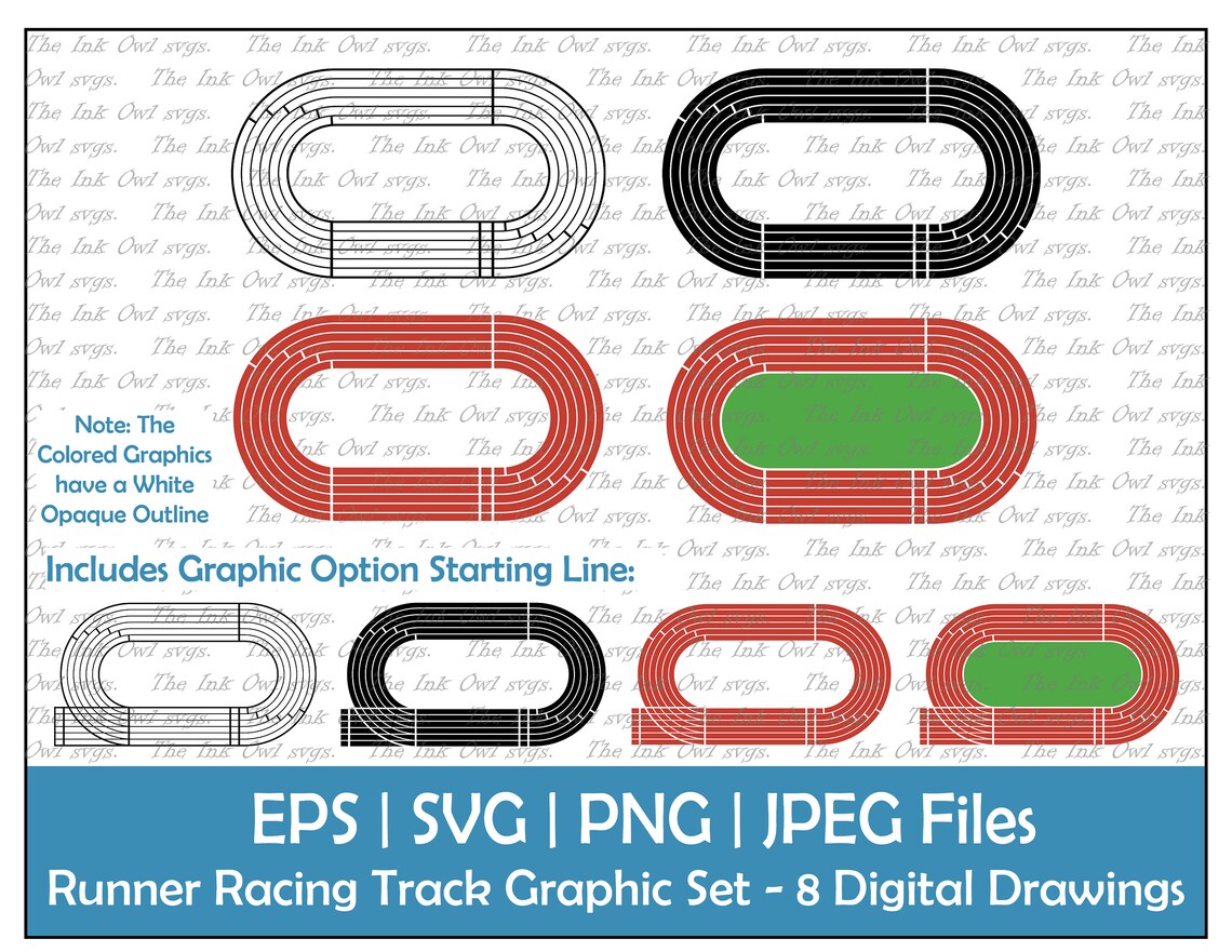 Running Track Clipart Set / Outline & Stamp Graphic / Track and Field ...