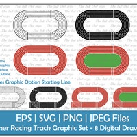 Running Track Clipart Set / Outline & Stamp Graphic / Track and Field ...