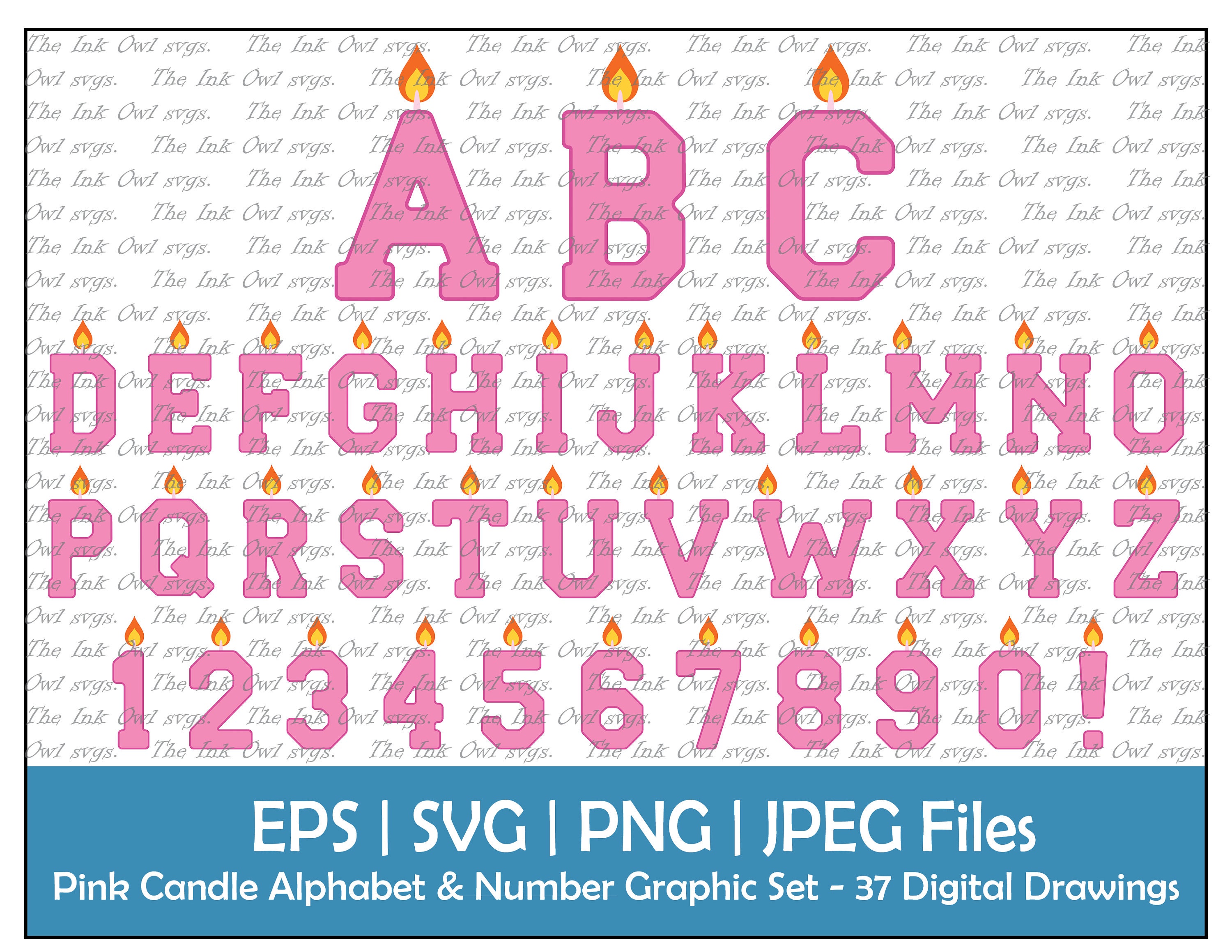 Pink Birthday Candle Alphabet Letters & Numbers Clipart Set / - Etsy