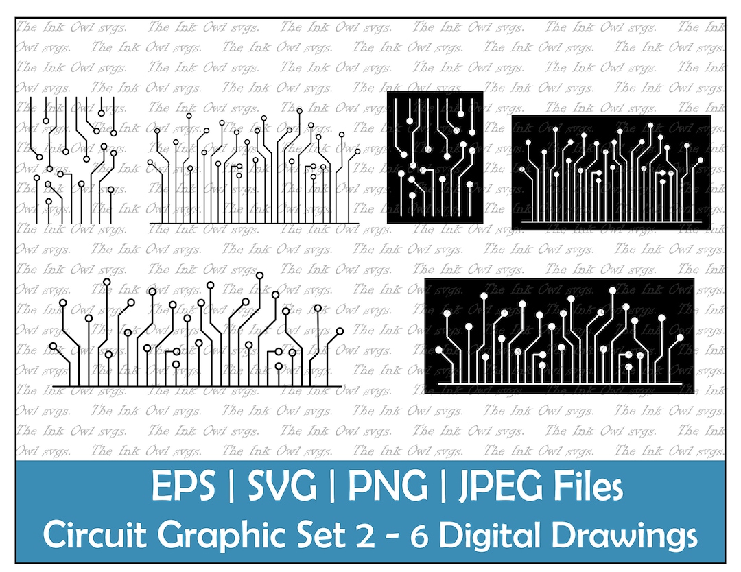 Circuit Decorative Elements Vector Clipart Set / Outline & Stamp ...