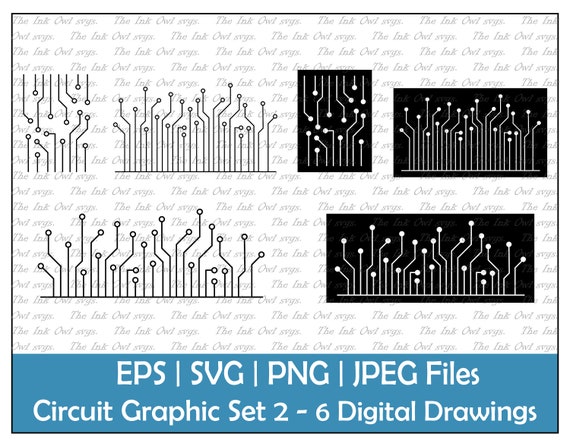 Circuit Decorative Elements Vector Clipart Set / Outline & | Etsy