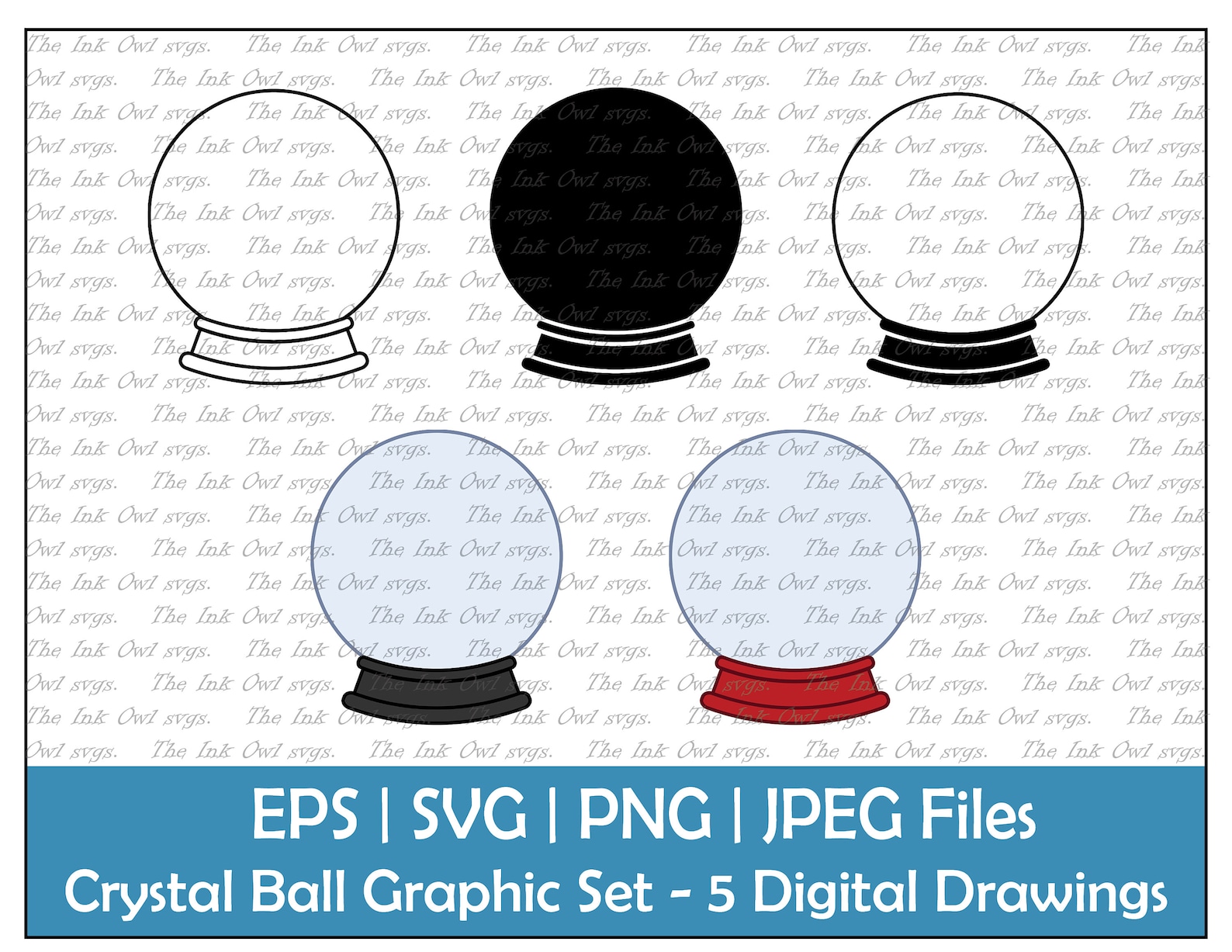 Crystal Ball Vector Clipart Set / Outline Stamp and Color - Etsy