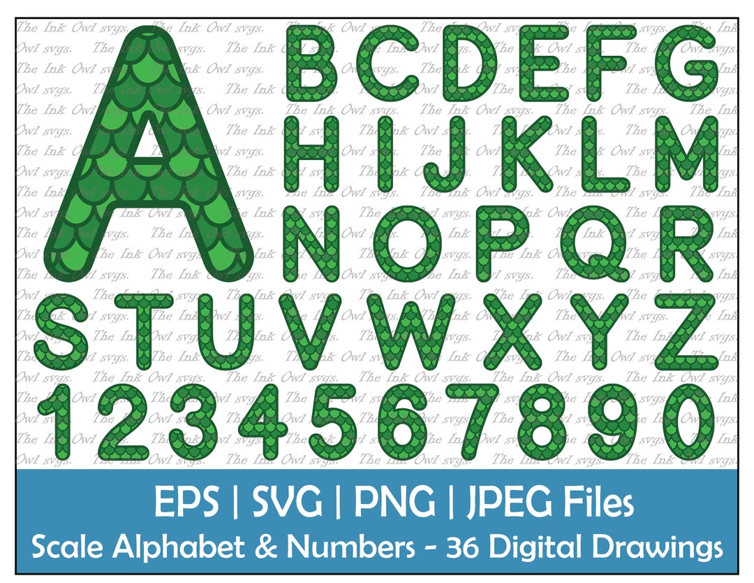 Dragon or Dinosaur Scale Pattern Alphabet Letter & Number Clipart ...