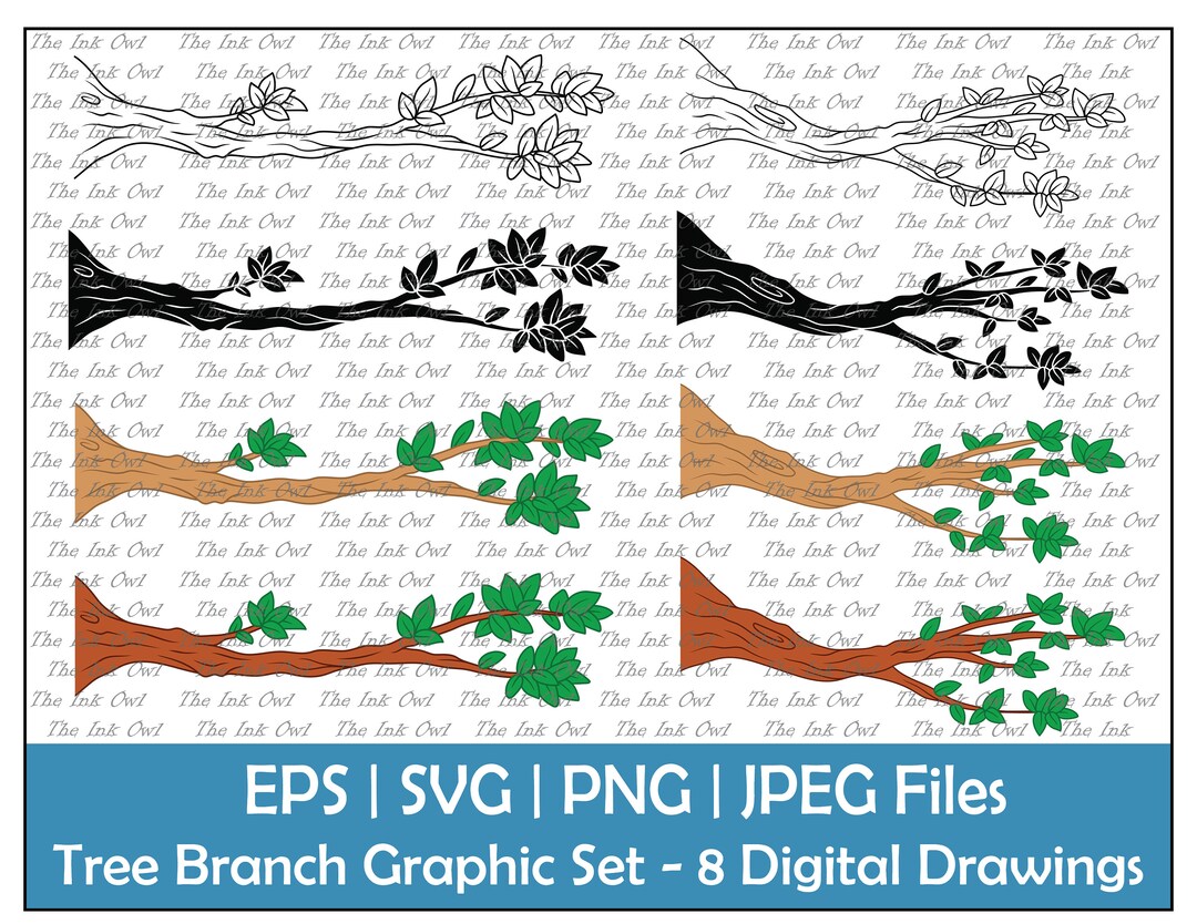 Tree Branch Vector Clipart / Outline, Silhouette & Color Graphics ...