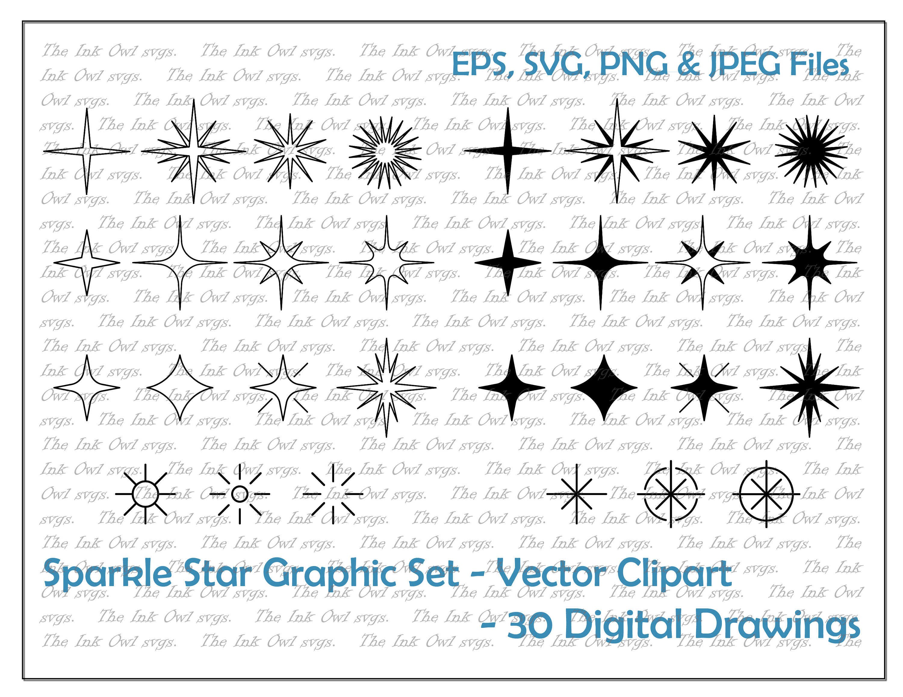 Paper, Party & Kids Sparkle Star Shimmer Design Vector Clipart Set ...