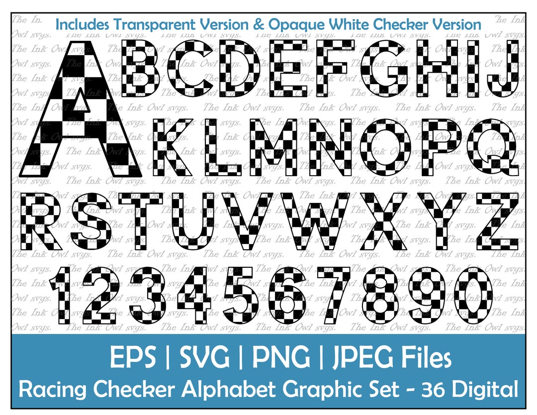 Checkered Race Track Letter Alphabet & Numbers Clipart Set / Text ...