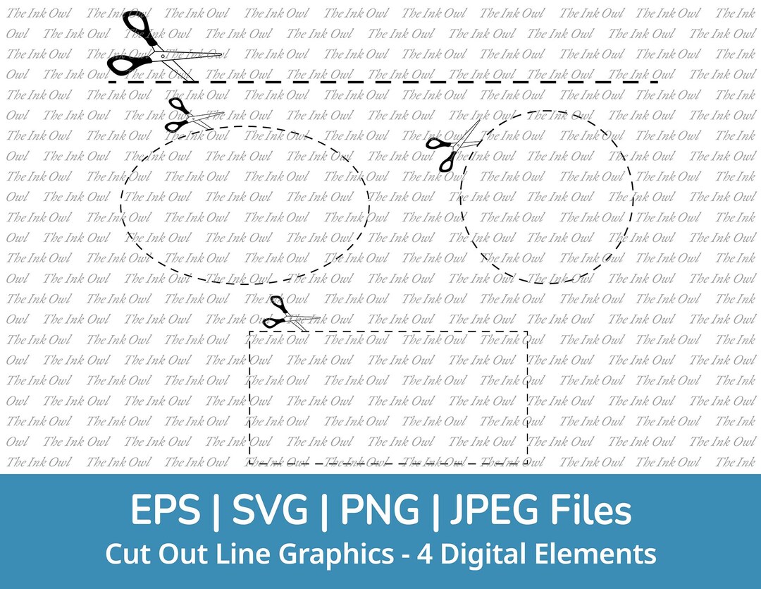 Scissor Cut Out Line Box Template Drawing Clipart / Outline & Stamp ...