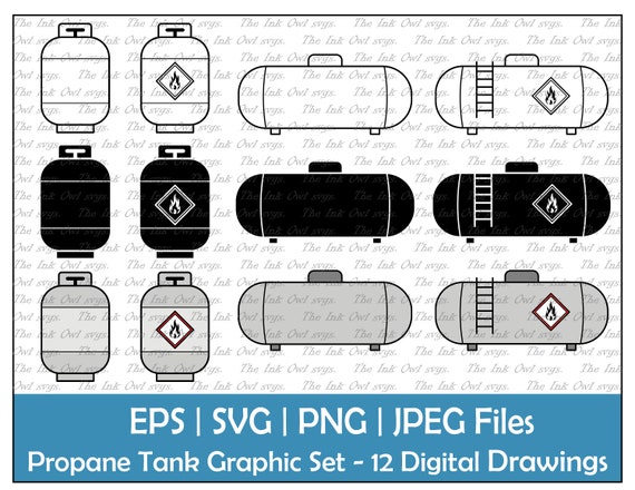 Propane Gas Tank Clipart Set / Outline Stamp & Color Graphic - Etsy Canada