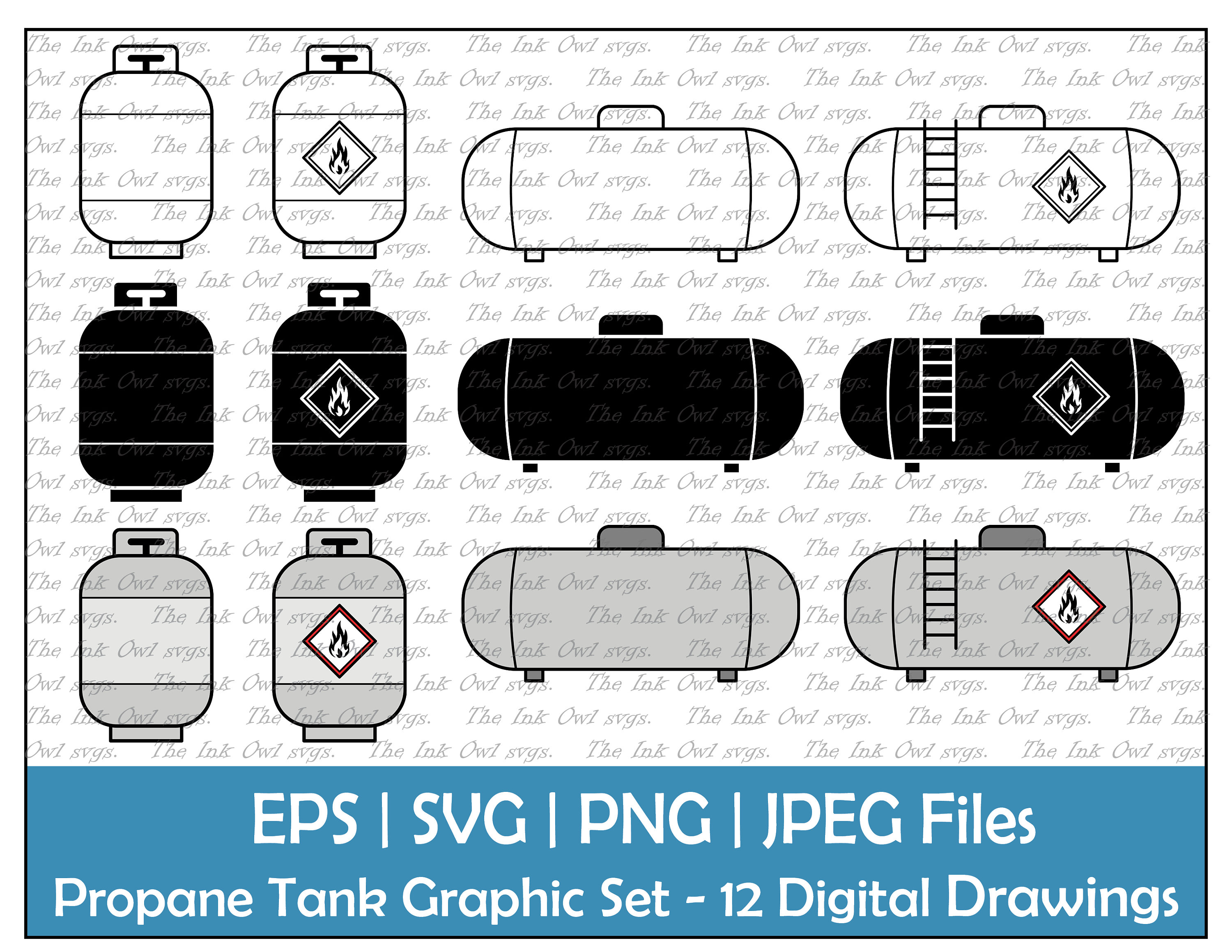 Propane Gas Tank Clipart Set / Outline Stamp & Color Graphic - Etsy Canada