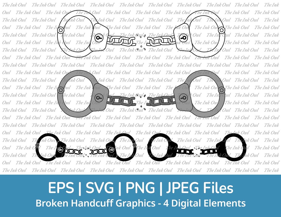 Broken Handcuffs Svg Vector Clipart / Outline, Stamp Silhouette & Color ...