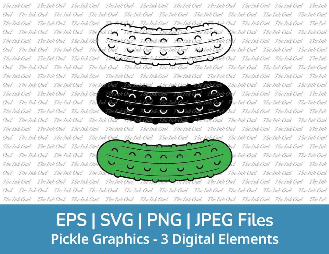 Pickle Vector Clipart / Outline, Silhouette Stamp & Color Drawing ...