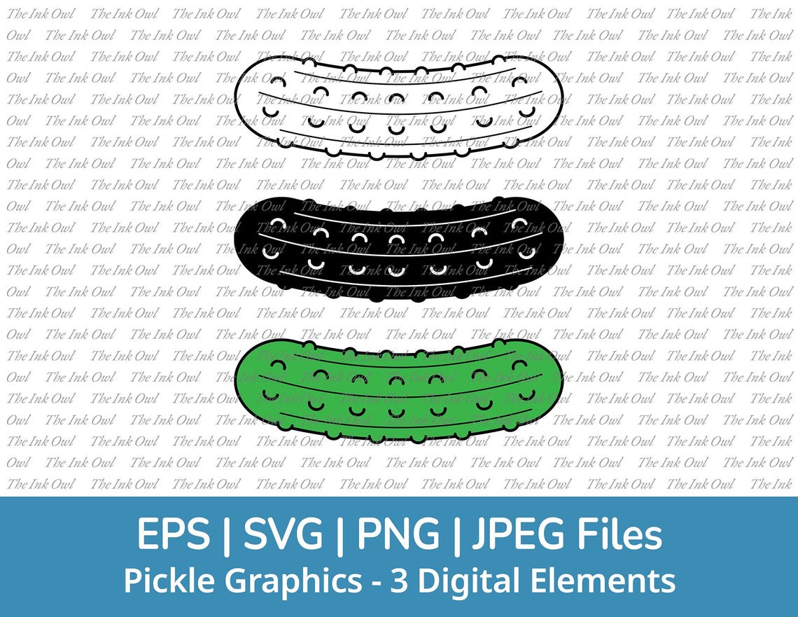 Pickle Vector Clipart / Outline, Silhouette Stamp & Color Drawing ...