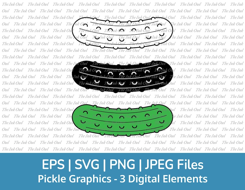 Pickle Vector Clipart / Outline, Silhouette Stamp & Color Drawing ...