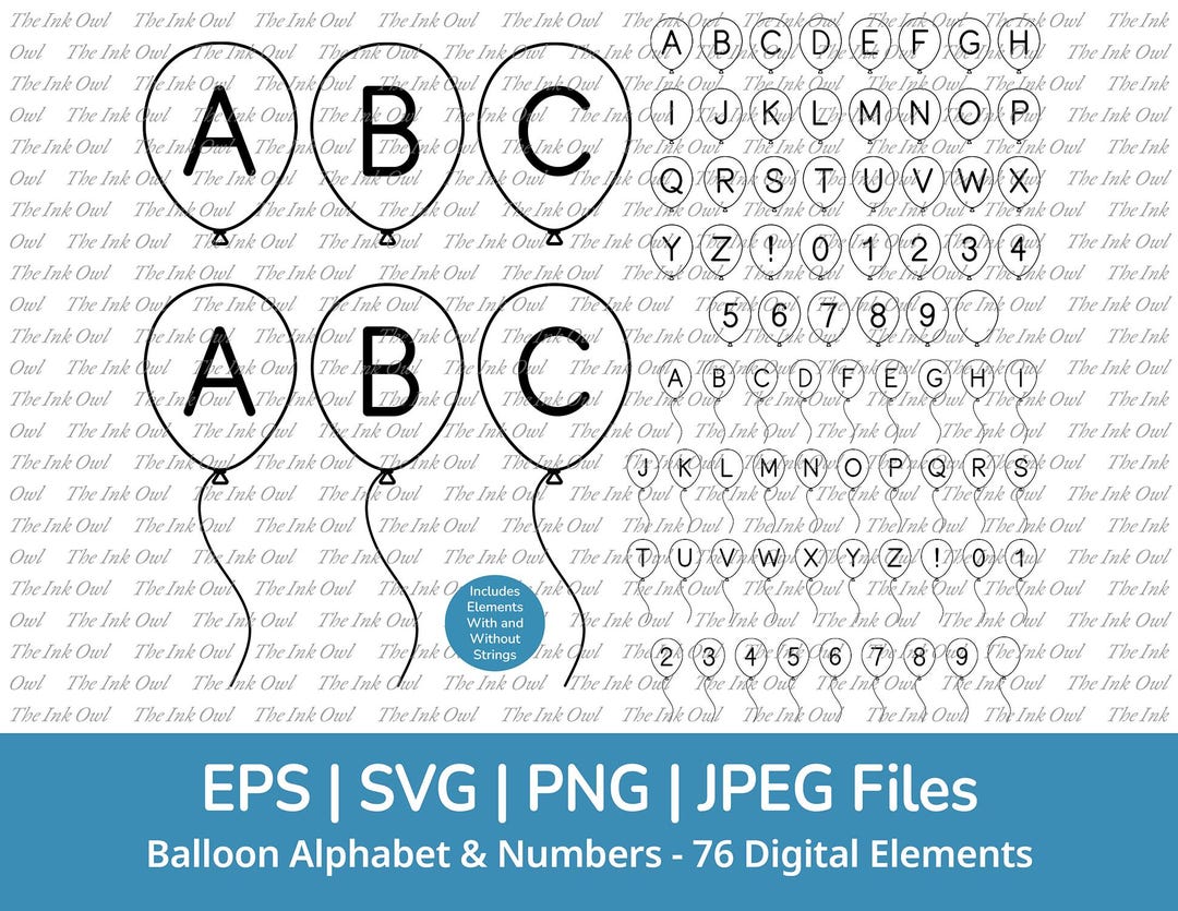 Balloon Letter Alphabet and Numbers Vector Clipart / Transparent ...