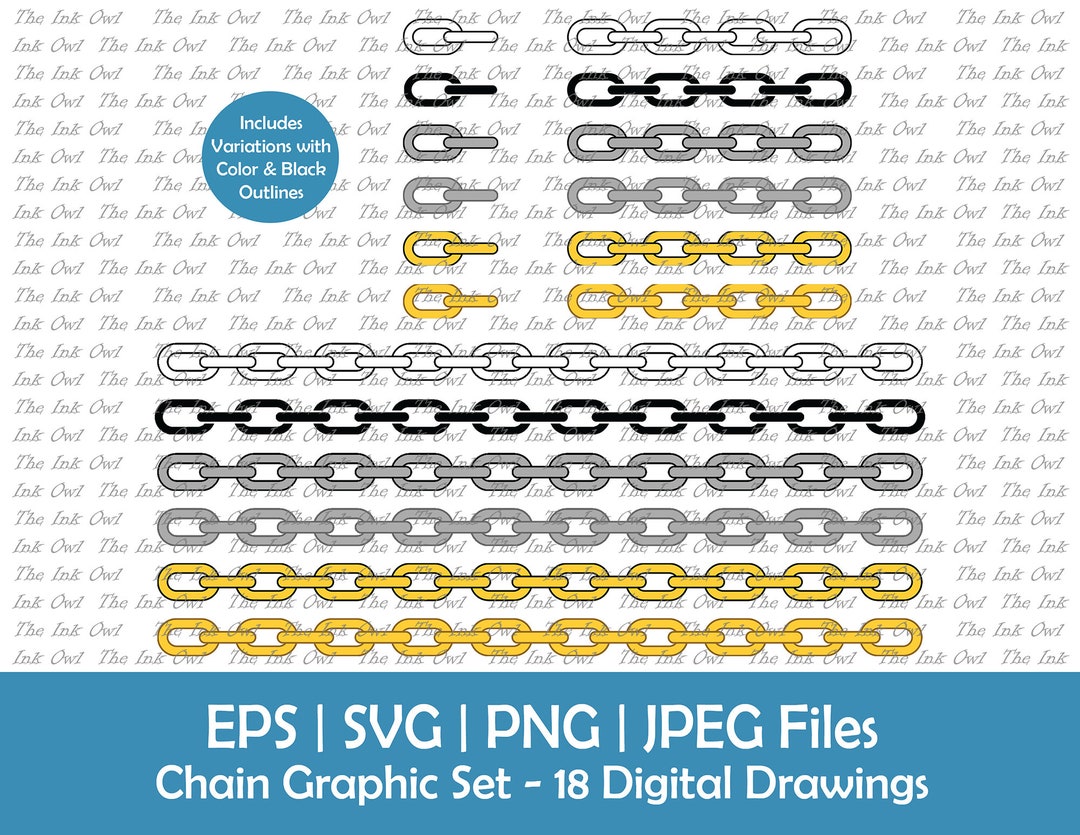 Straight Chain Links Clipart / Outline, Silhouette, Color Graphic ...