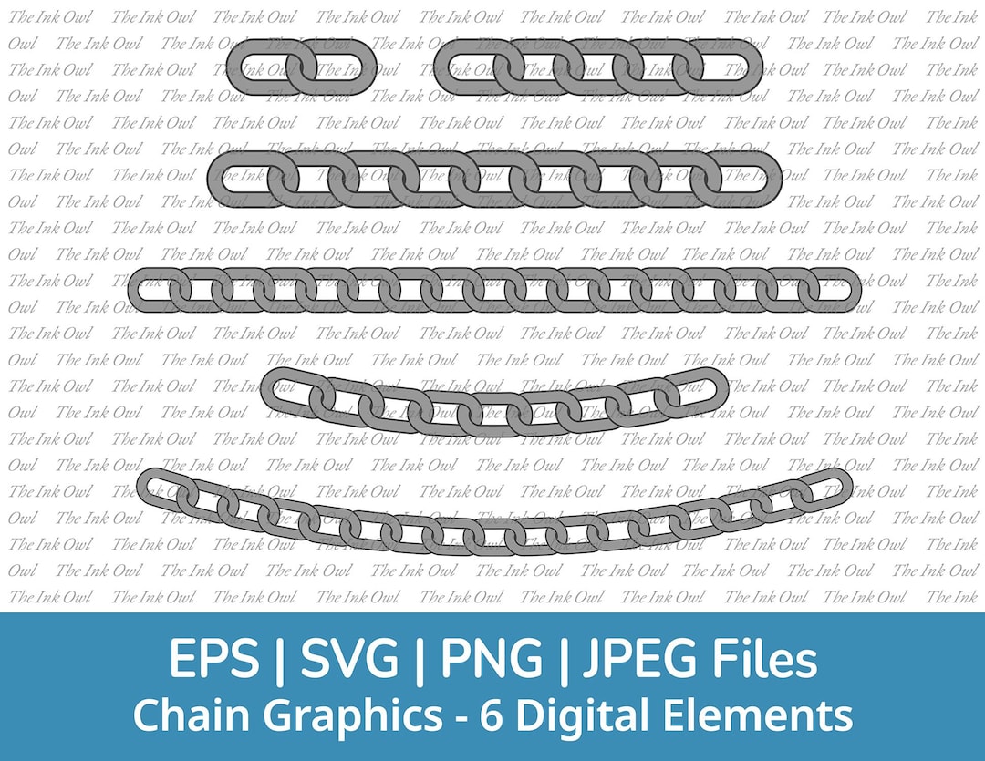 Chain Link Svg Vector Clipart Set / Silver Grey Color Graphic ...