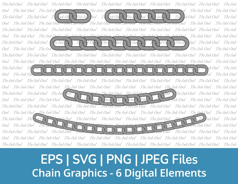 Chain Link Svg Vector Clipart Set / Silver Grey Color Graphic ...