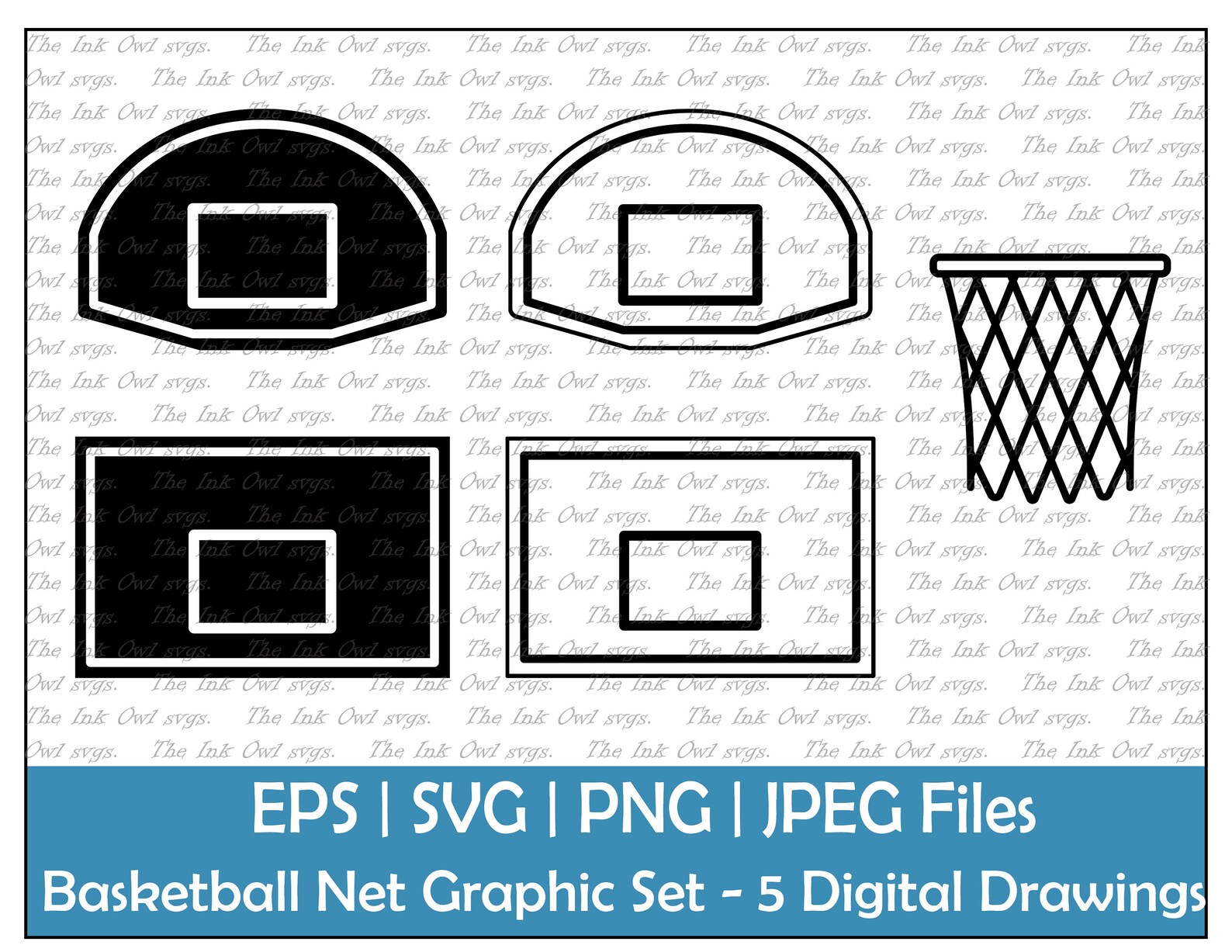 Basketball Net as Separate Pieces Vector Clipart / Outline & - Etsy